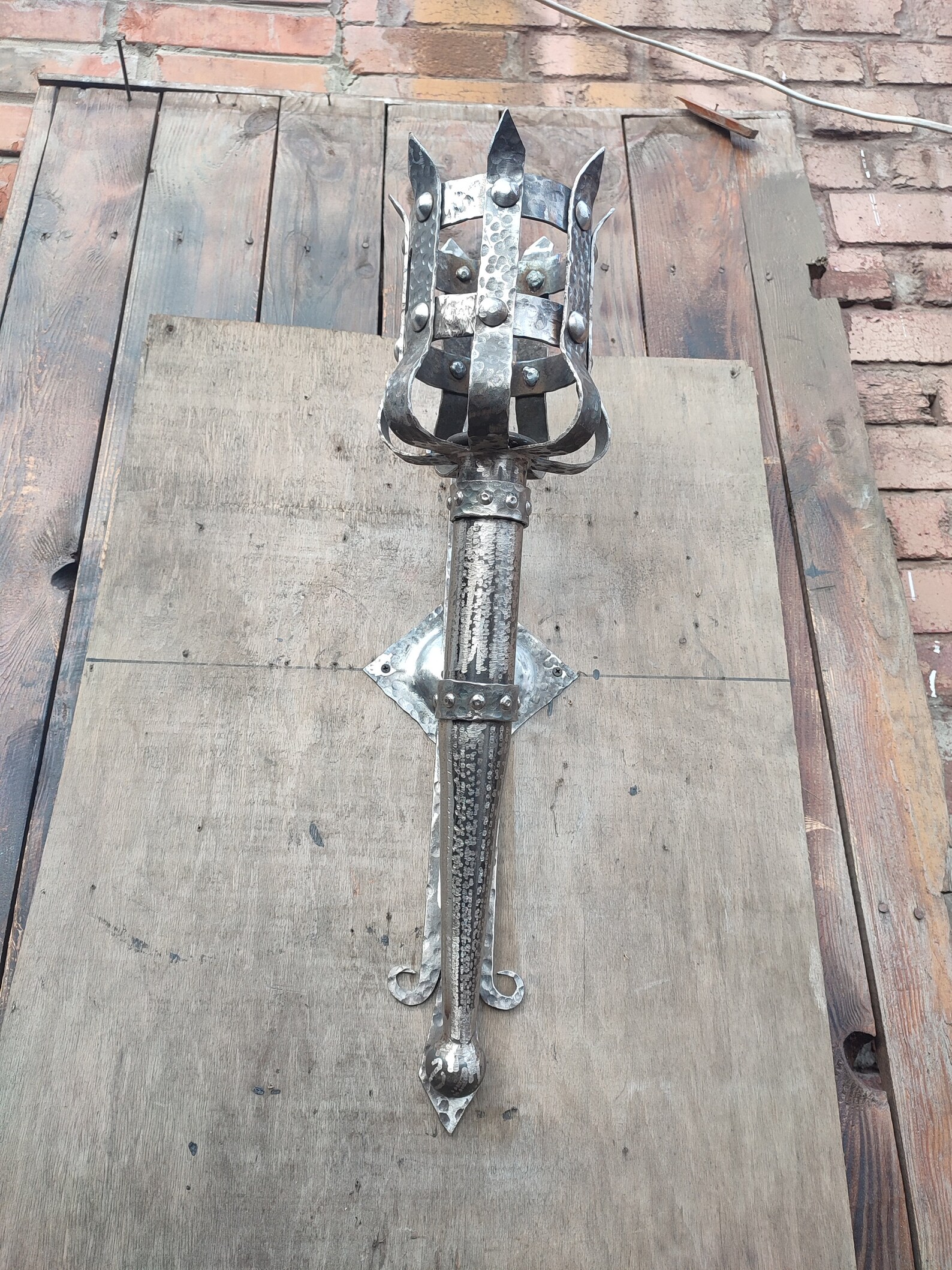 Lantern Sconce. Viking Metal Torch. Yard Lighting. Ancient Era. Steel ...
