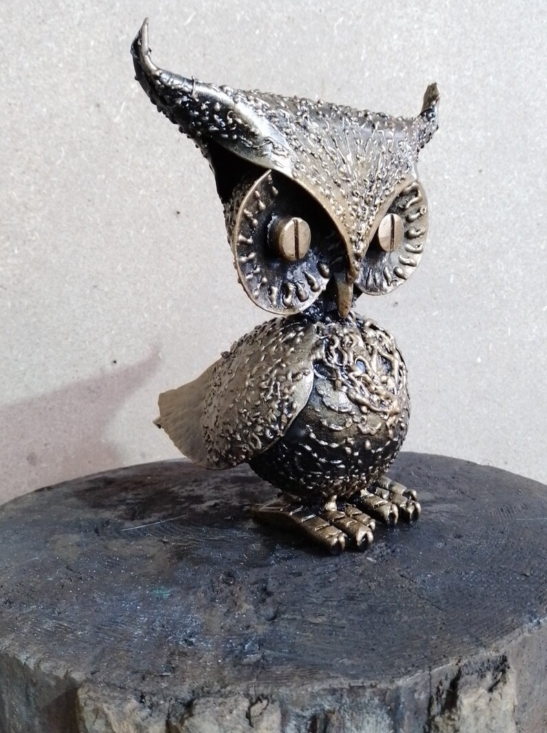 Wrought Iron Sculpture, Owl, Owl, Iron Bird Sculpture, Decor, Handmade ...