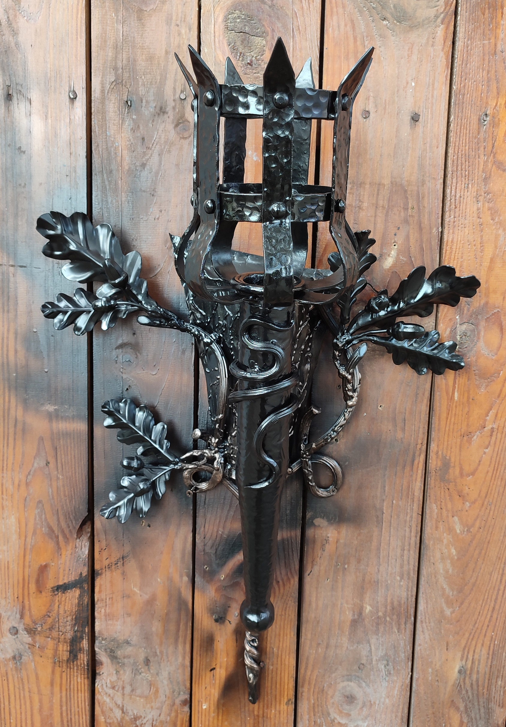 Medieval Torch Fantasy Wall Sconce Rustic Wall Lamp Wrought Iron Wall ...