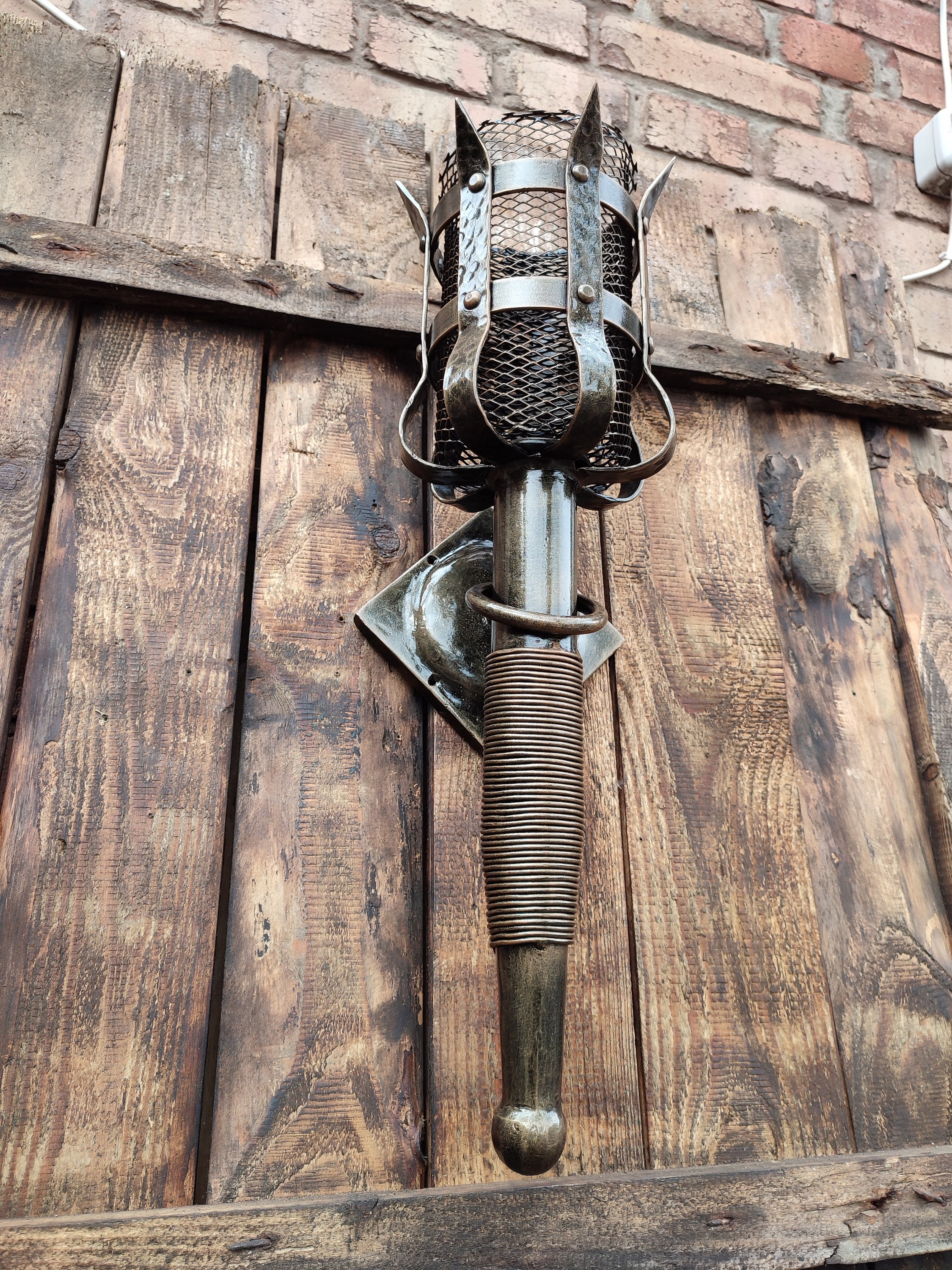 Hand Forged Wall Torch | Gothic Loft Lighting | Vintage Iron Sconce ...