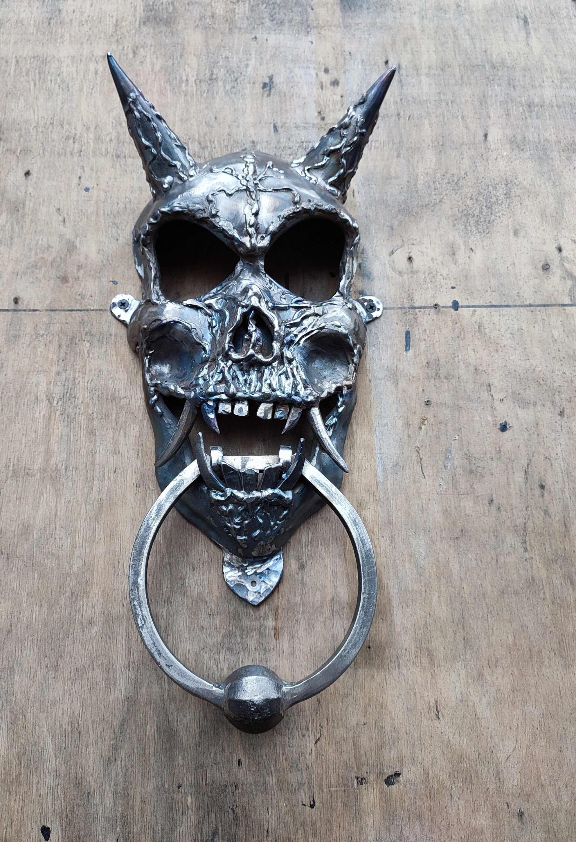 Hell Demon Horned Skull Hanging Door Knocker Heavy Duty Gothic Home ...