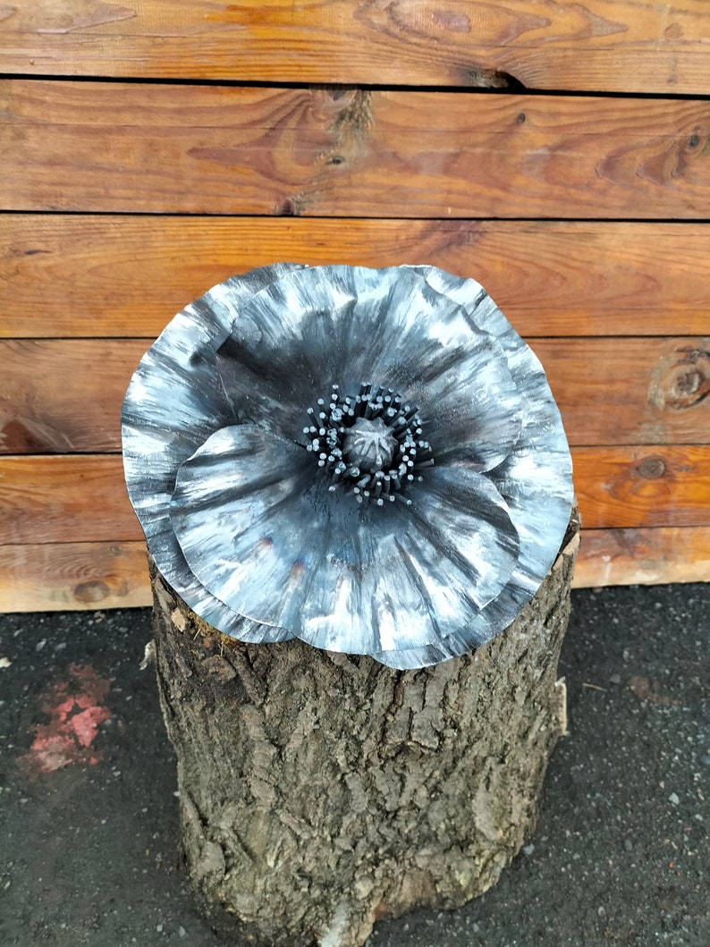 Handmade Flowersforged Poppy Flower | Handmade Metal Sculpture | Iron ...