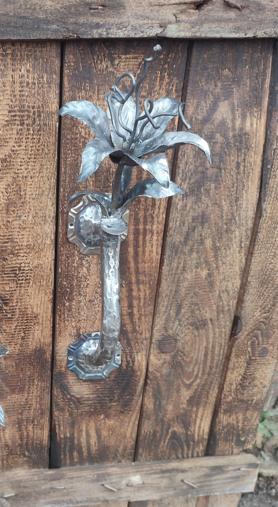 Handmade Wrought Iron Lily Door Handle: Floral Door Pull - Etsy