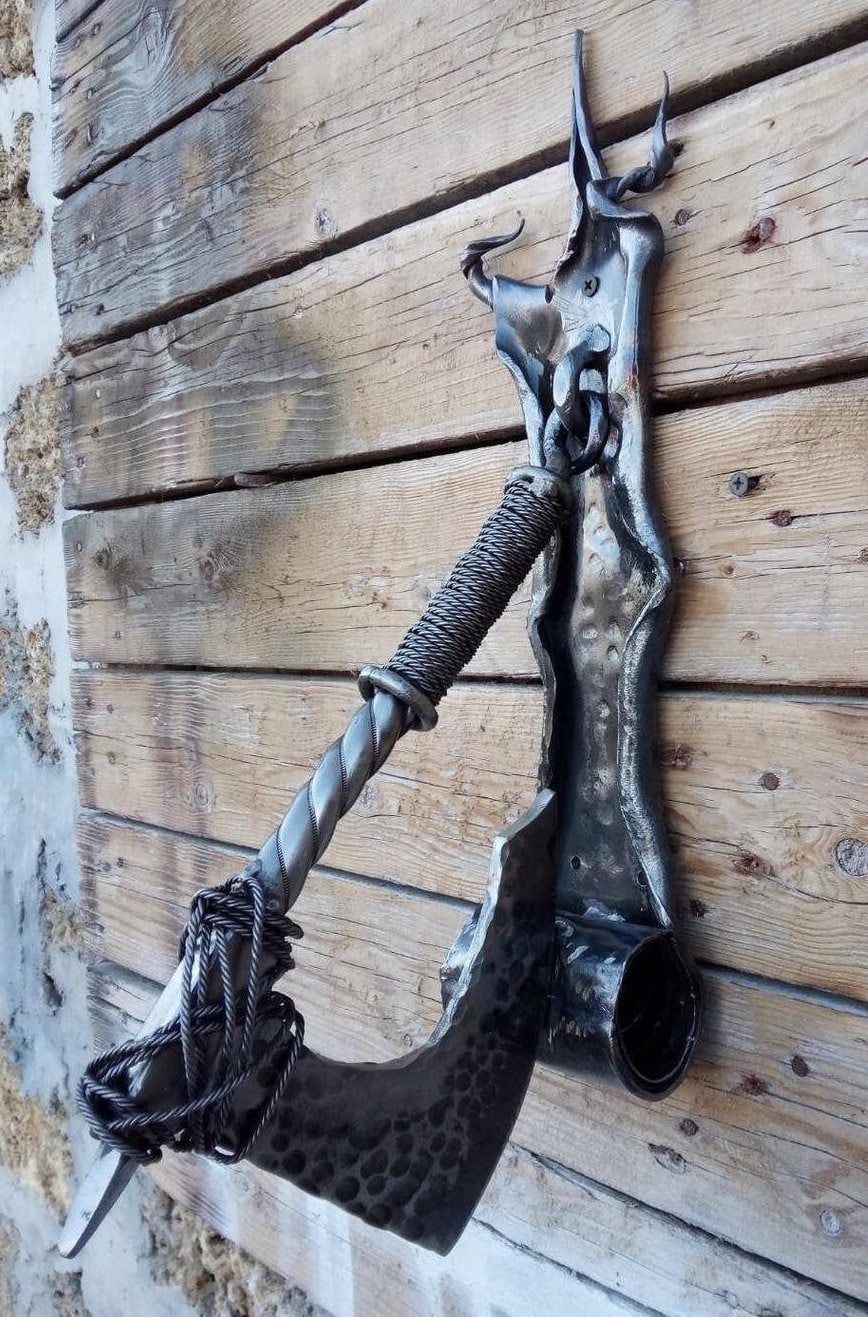 Hammer Forged Iron Door Knocker: Medieval Viking Castle Decor - Etsy