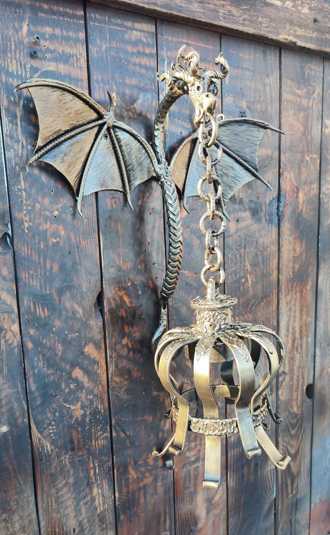 Handmade Wrought Iron Dragon Wall Sconce – Medieval Gothic Torch ...