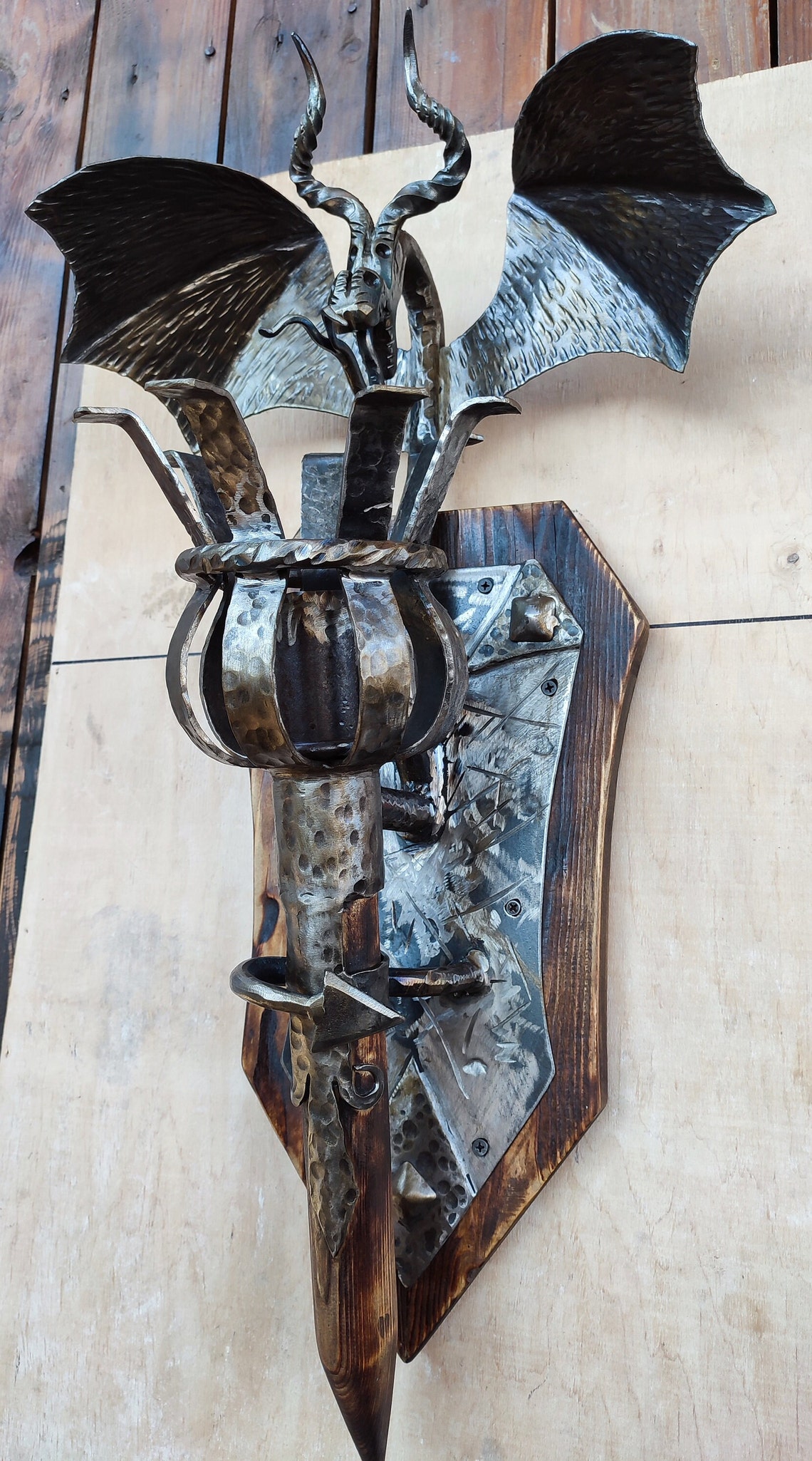 Steel Torch. Decorative Torch.wall Lighting. Sconce. Medieval Lamp ...