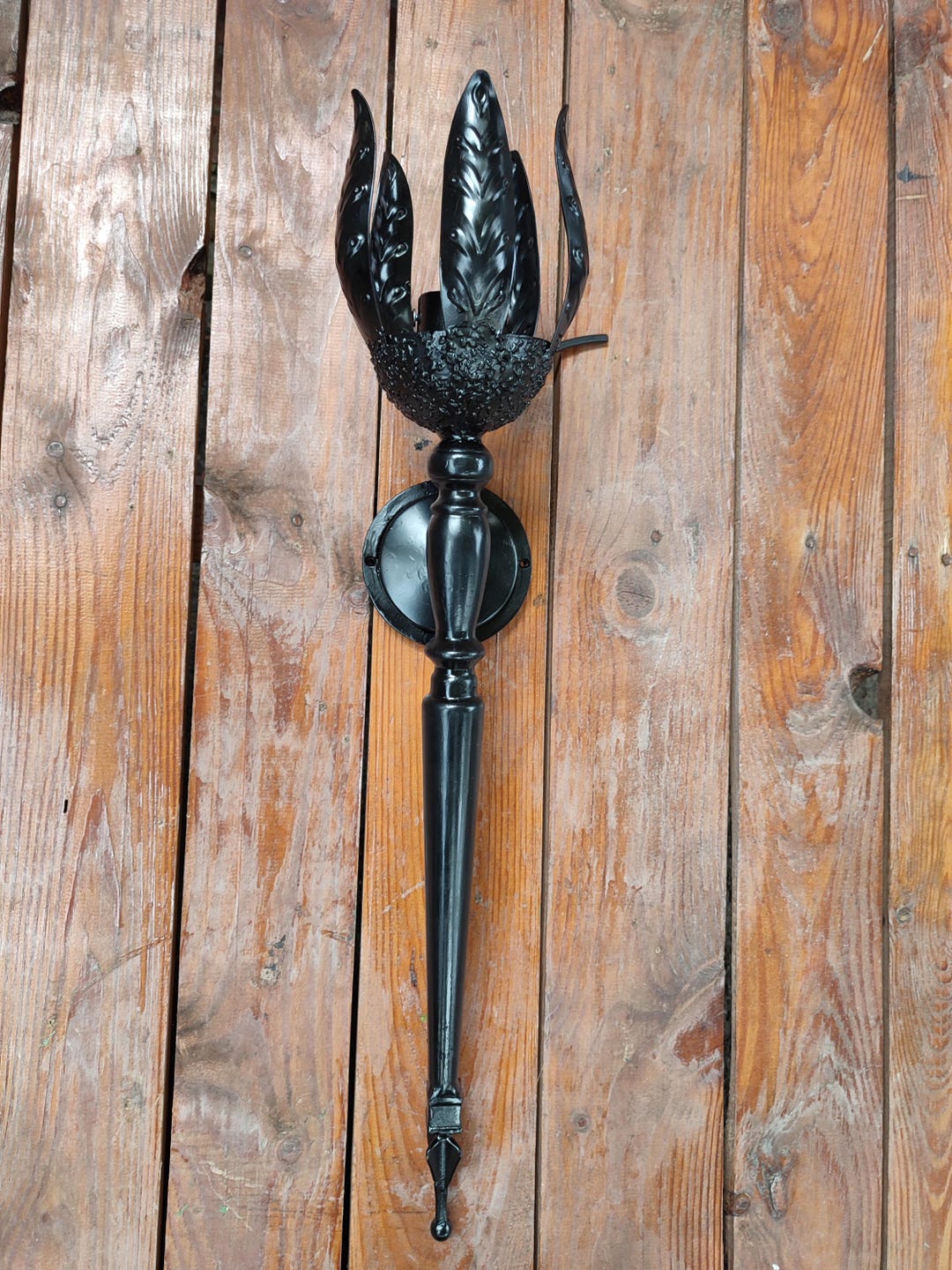 Hand-forged Wall Torch – 60 Cm Medieval Iron Sconce, Custom Blacksmith ...