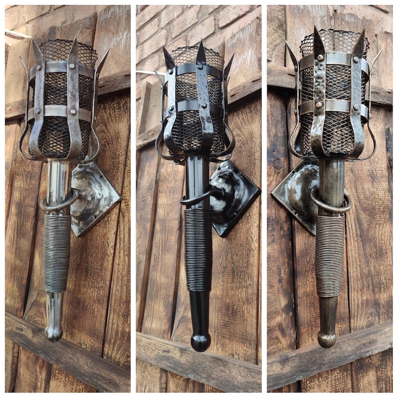 Hand Forged Wall Torch | Gothic Loft Lighting | Vintage Iron Sconce ...