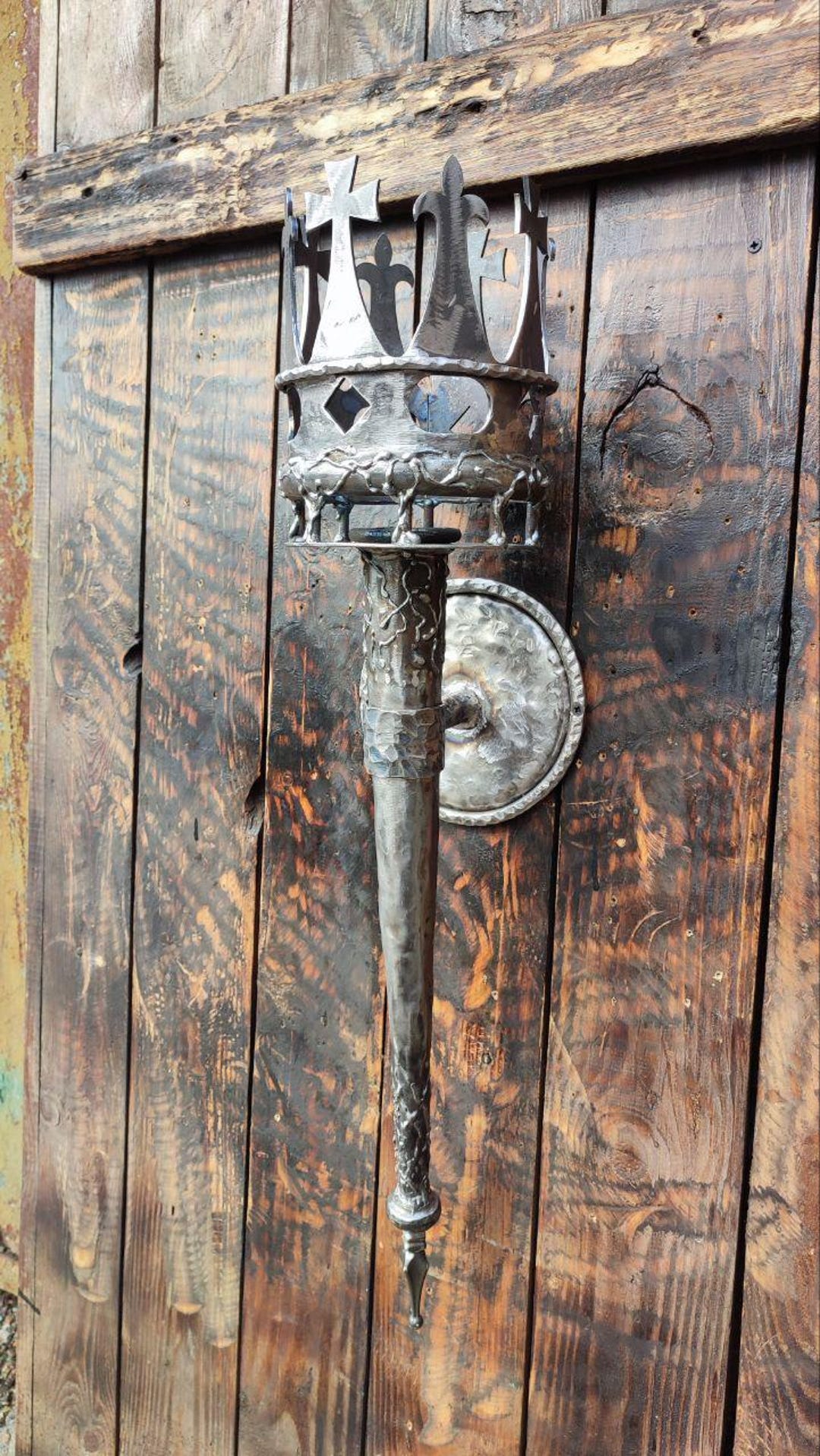 Hand Forged Wrought Iron Medieval Torch - Castle Style Wall Decor - Etsy