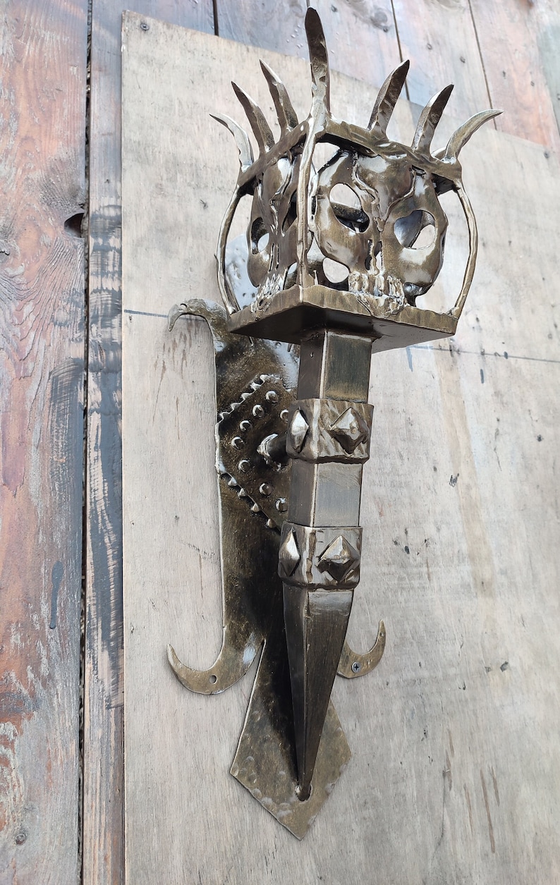 Forged Torch.lamp. Sconce. Torch Skull. Home Decor. Forged Skull ...