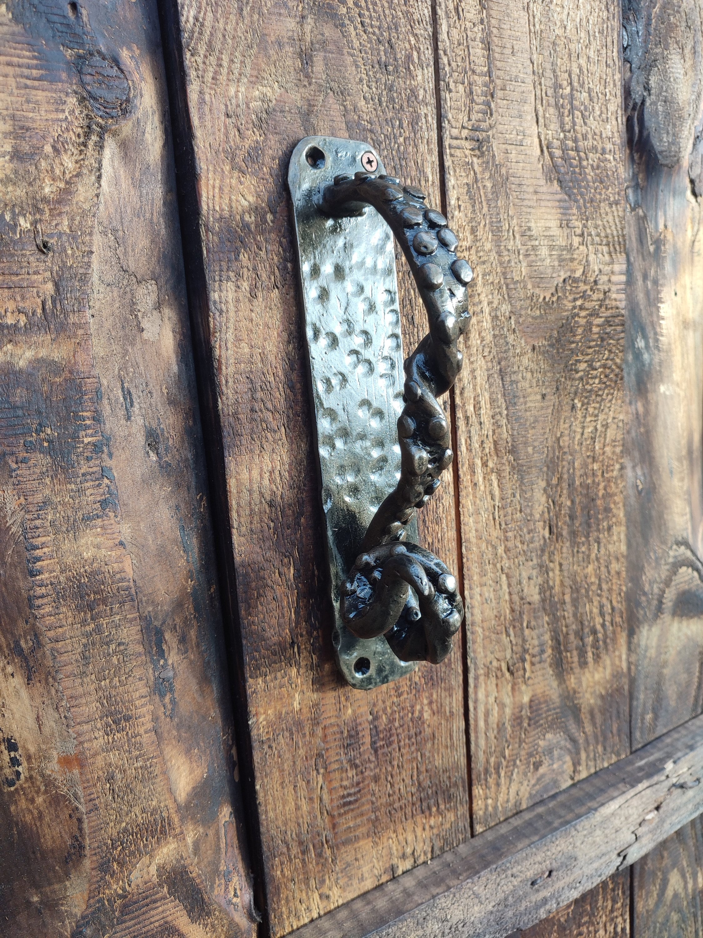 Hand Forged Octopus Tentacle Door Handle | Wrought Iron Sliding Door ...