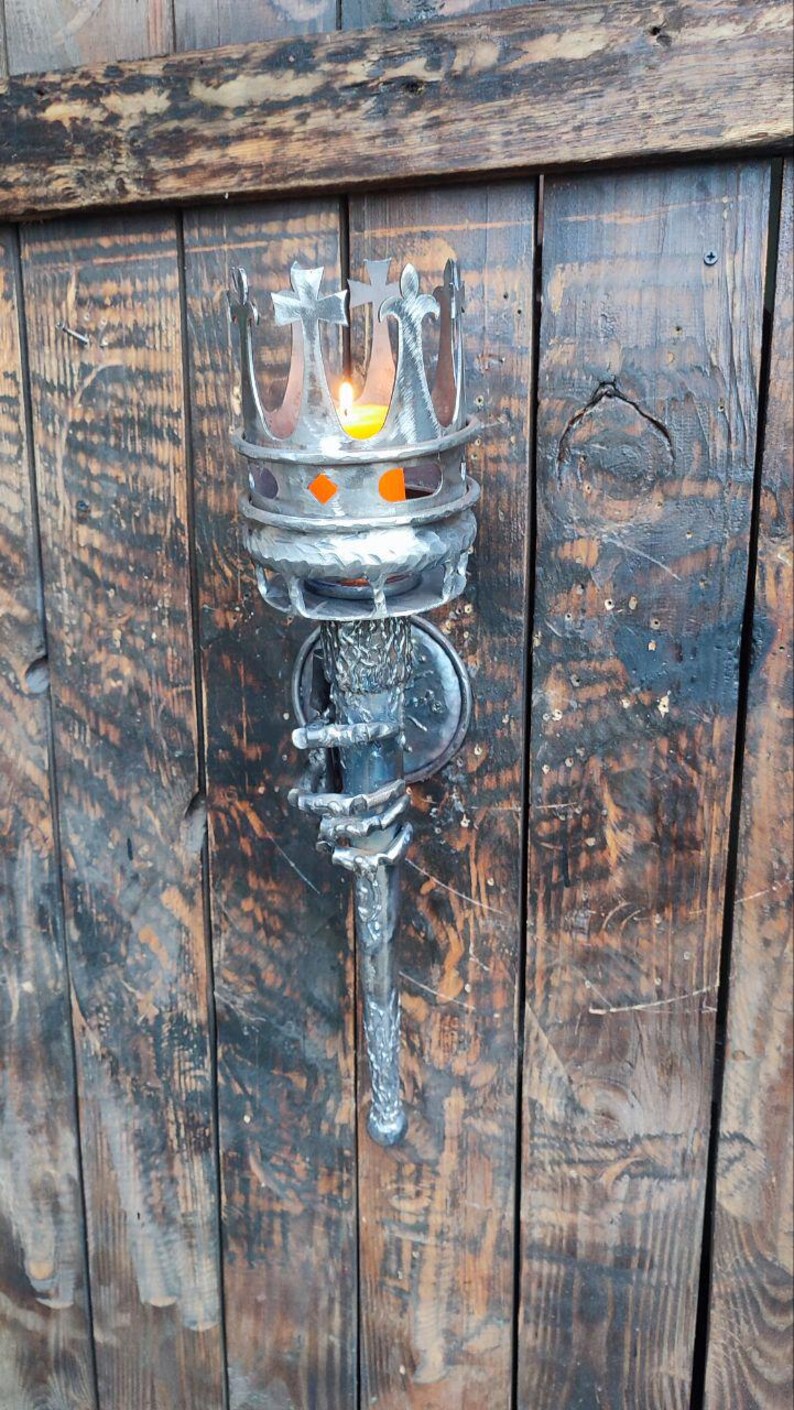 Medieval Wall Sconce – Wrought Iron Candle Holder, Gothic Castle Torch ...