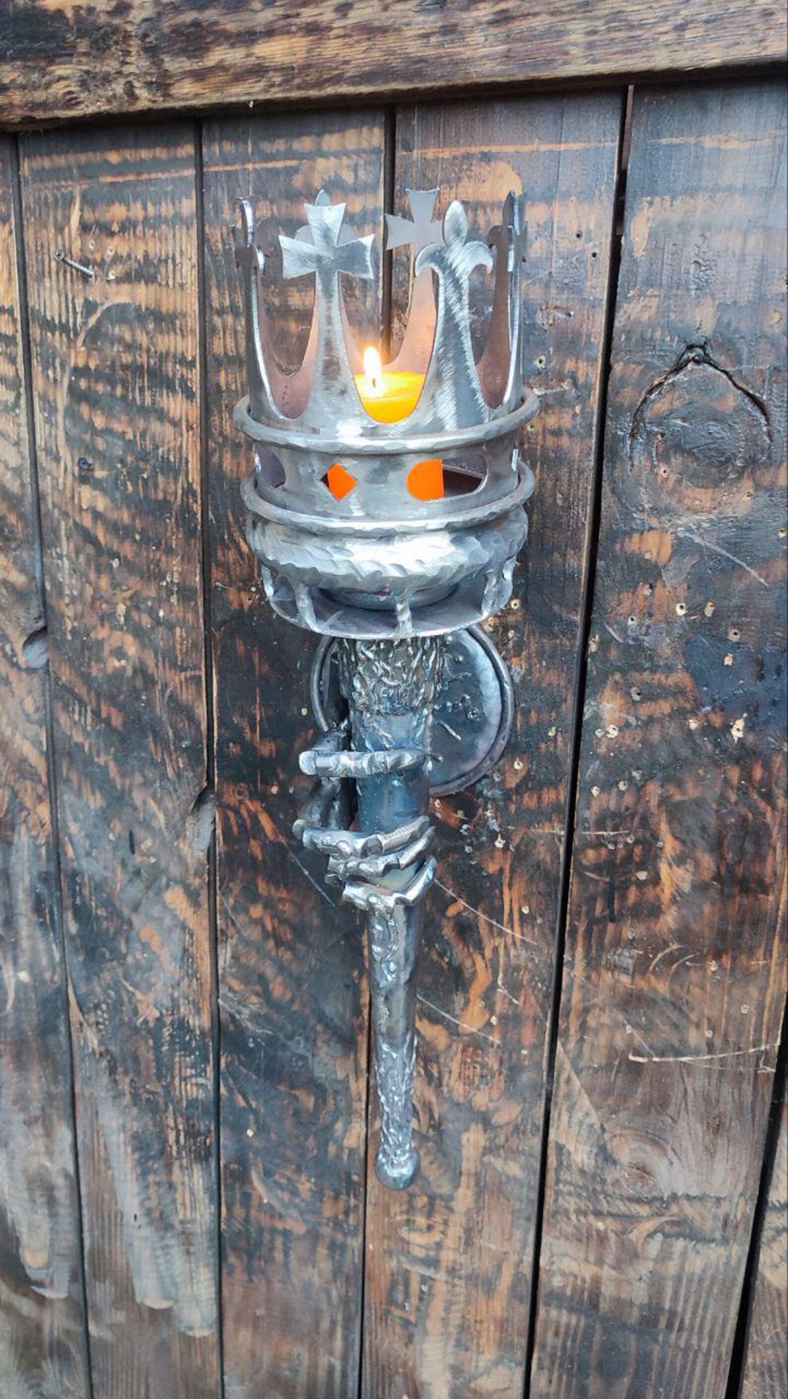 Medieval Wall Sconce – Wrought Iron Candle Holder, Gothic Castle Torch ...