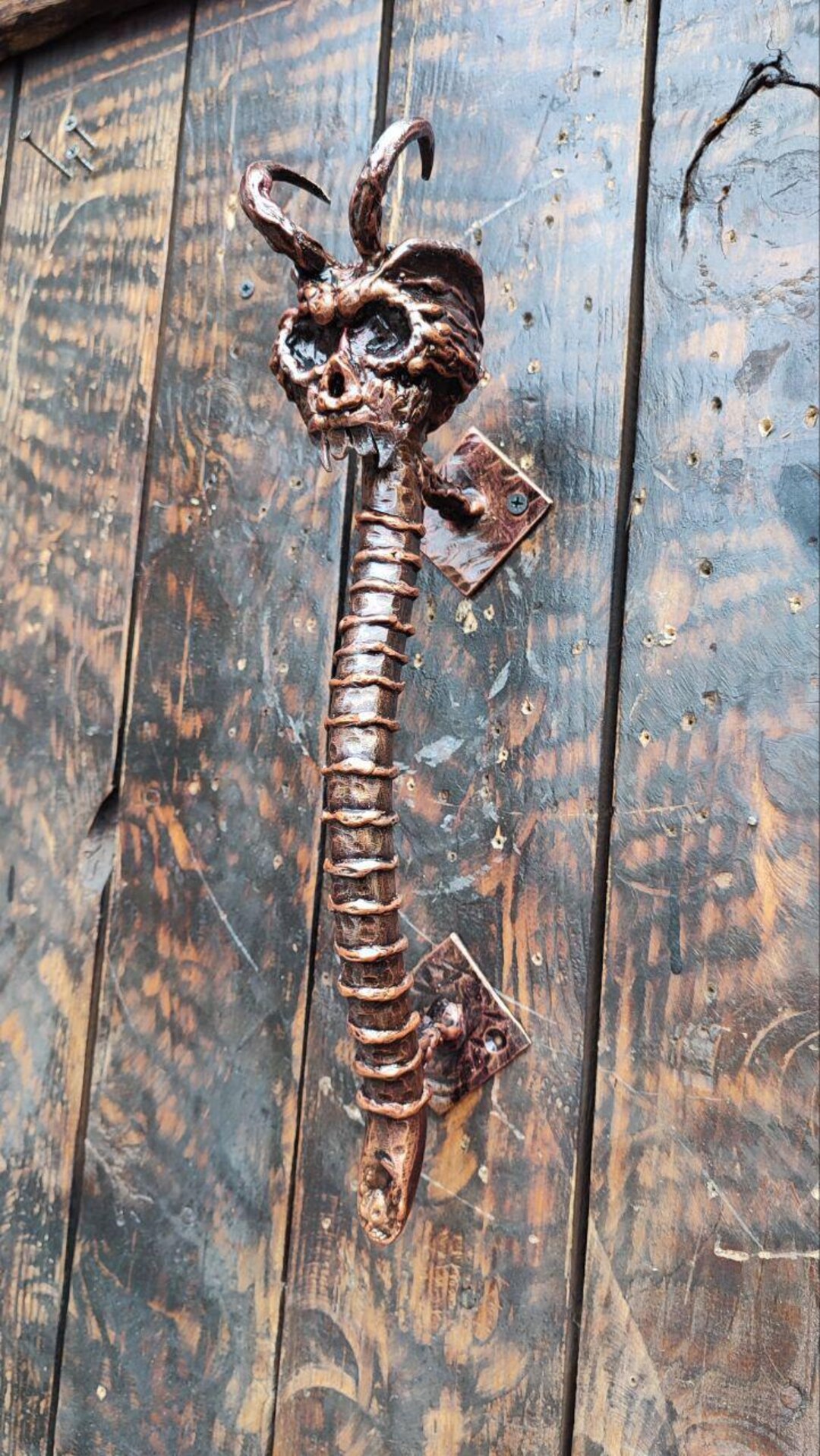 Skeleton Spine Handle Wrought Iron Art Medieval Door Handle Dark ...