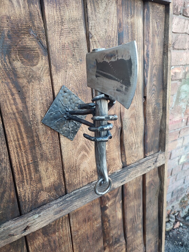 Halloween Decorhand Forged Skeleton Hand With Axe – Gothic Wall Decor ...