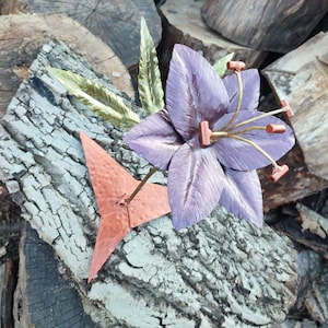 Forged Metal Lily Sculpture: Handmade Purple Flower Decor - Etsy