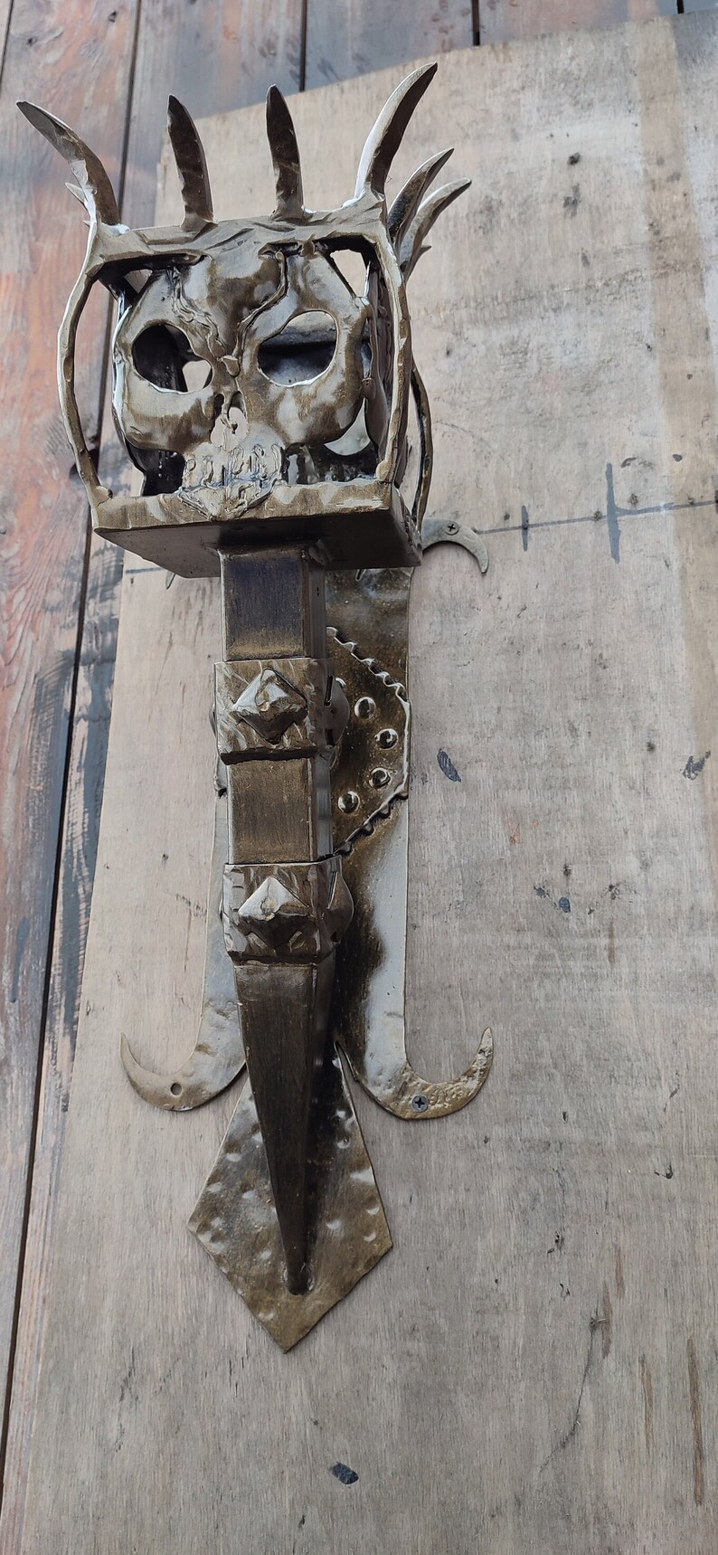 Forged Torch.lamp. Sconce. Torch Skull. Home Decor. Forged Skull ...