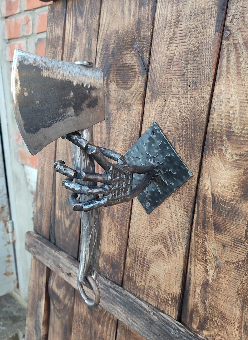 Halloween Decorhand Forged Skeleton Hand With Axe – Gothic Wall Decor ...