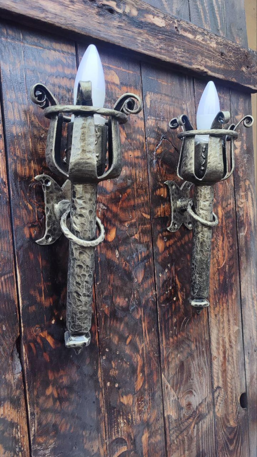 Hand Forged Medieval Wall Torch – Viking Style Steel Sconce – Rustic ...