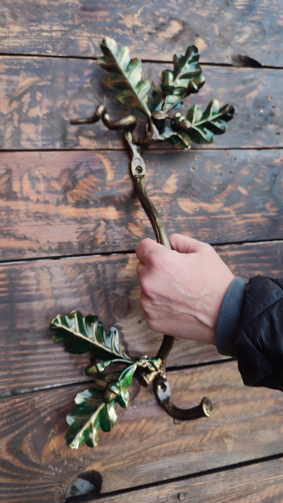 Hand Forged Oak Branch Door Handle – Rustic Iron Pull With Acorn ...