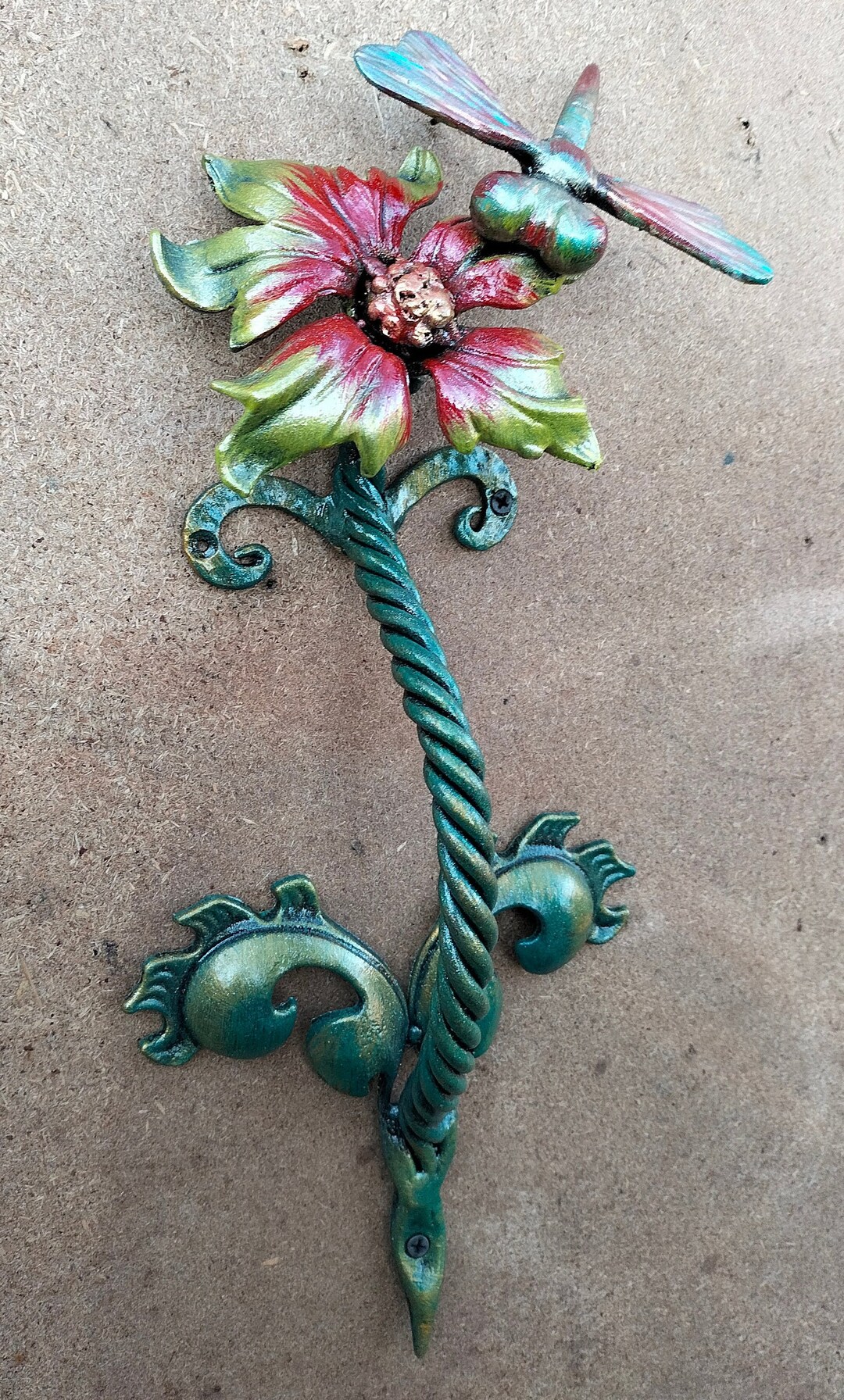 Door Handle, Floral Door Decor, Metal Flower, Barn Door Handle, Door ...