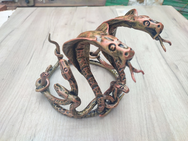 Hand Forged Snake Crown Sculpture – Wrought Iron Medusa Decor – Gothic ...