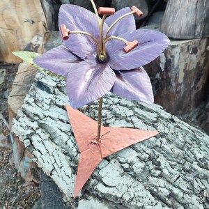 Forged Metal Lily Sculpture: Handmade Purple Flower Decor - Etsy