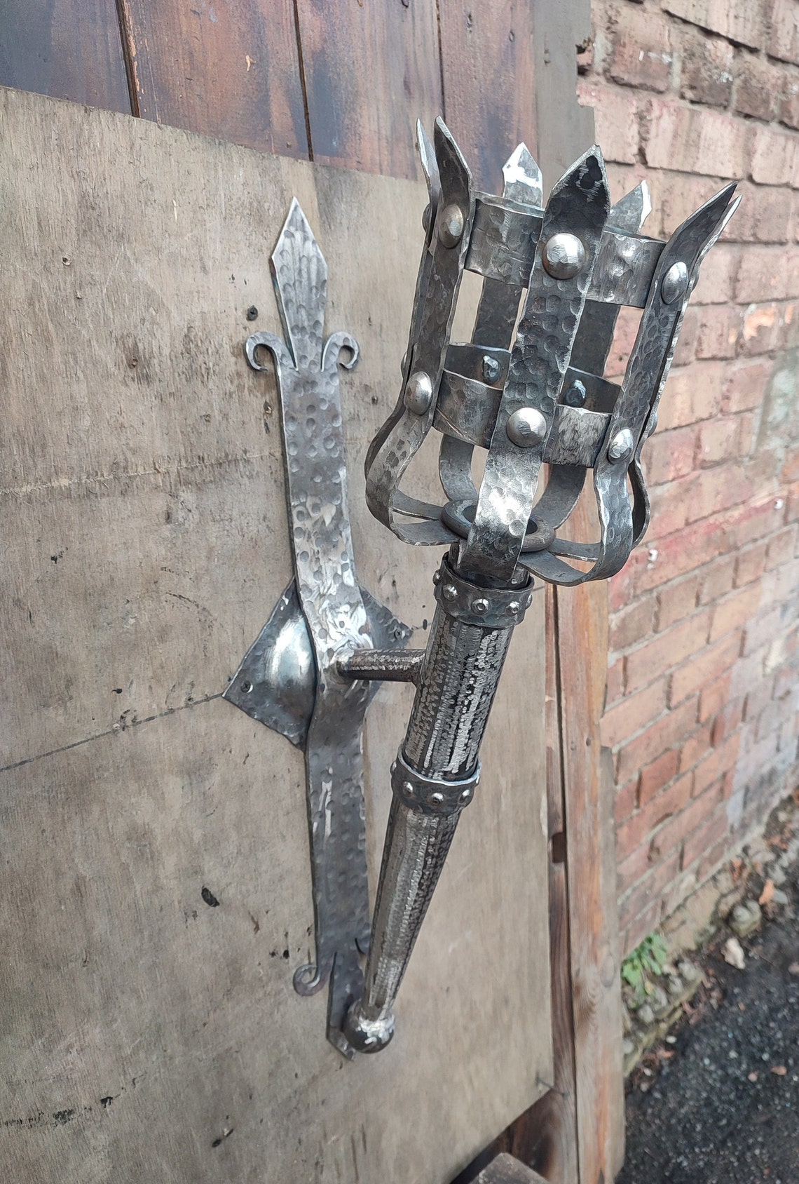 Lantern Sconce. Viking Metal Torch. Yard Lighting. Ancient Era. Steel ...