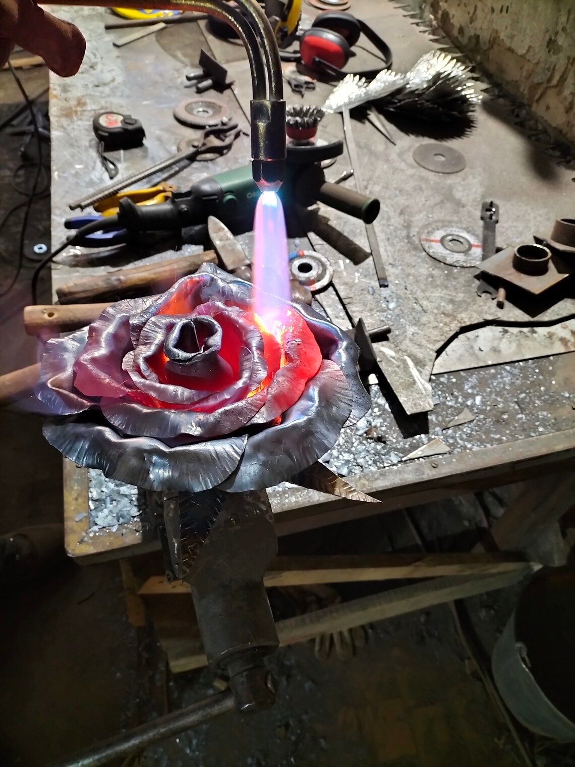 Steel Flower , Forged Rose, Steel Flower, Metallic Rose, Anniversary ...