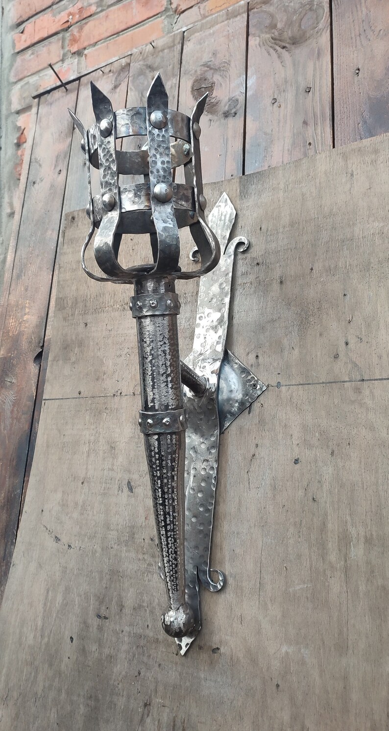 Lantern Sconce. Viking Metal Torch. Yard Lighting. Ancient Era. Steel ...