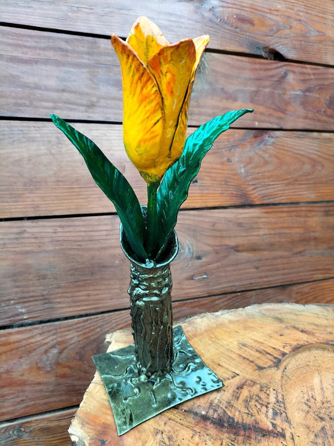 Handmade Flowershand Forged Steel Tulip: 11th Anniversary Metal Flower ...