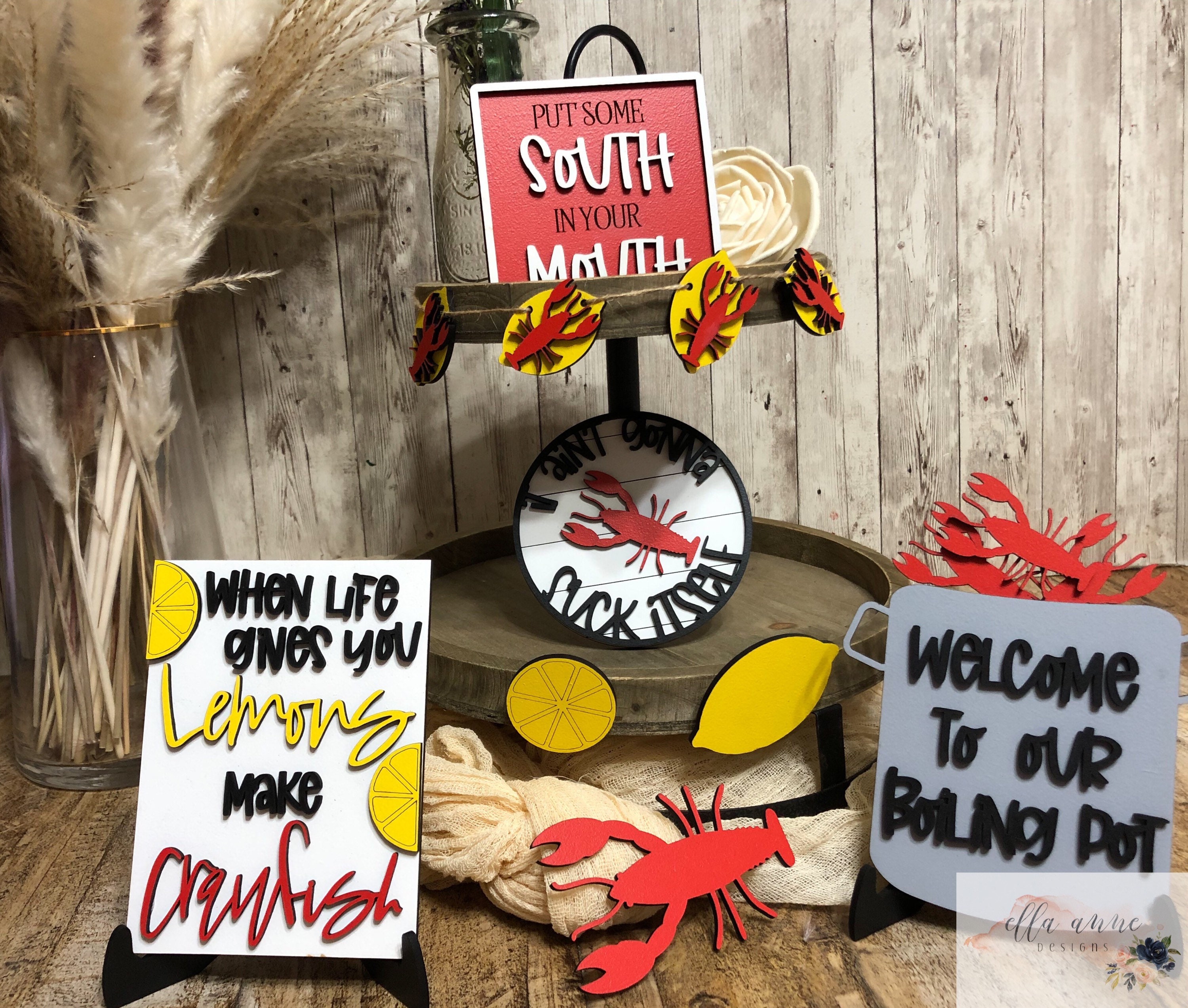 Crawfish Tier Tray Decor, Crawfish Party, Party, Crawfish, Red, Black ...