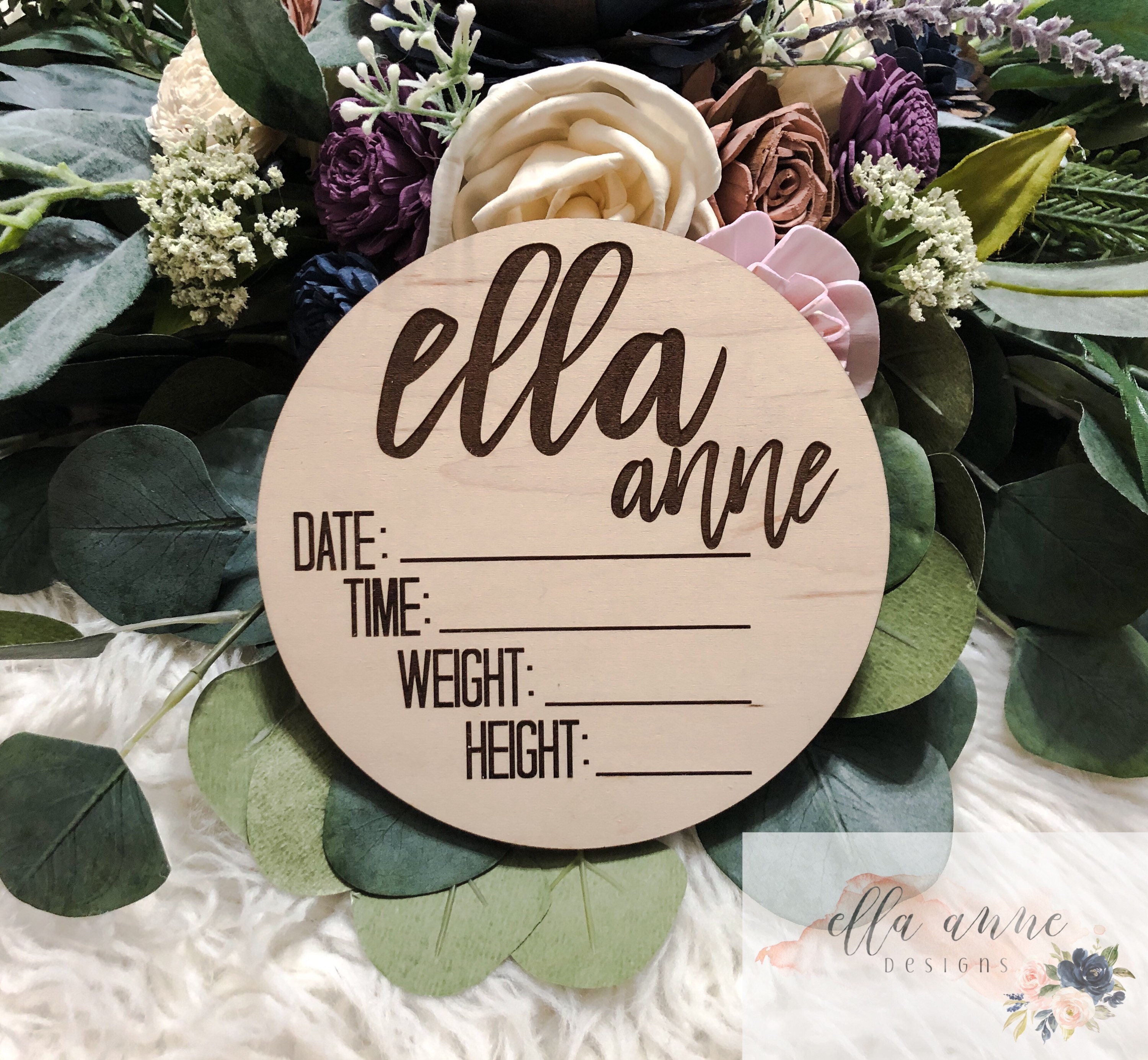 Birth Announcement Round - Etsy