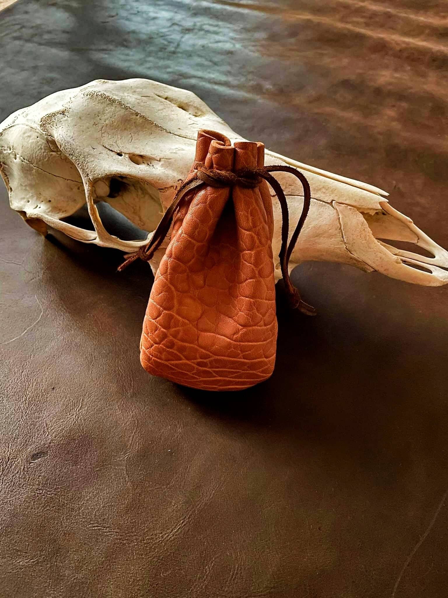 Leather Drawstring Coin Pouch/ Leather Coin Purse/ Skyrim Coin | Etsy