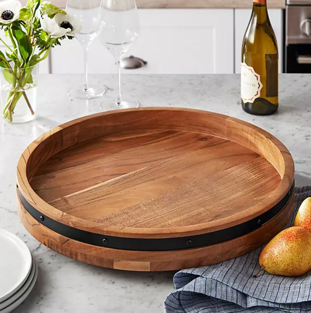 Acacia Wood Farmhouse Lazy Susan - Etsy