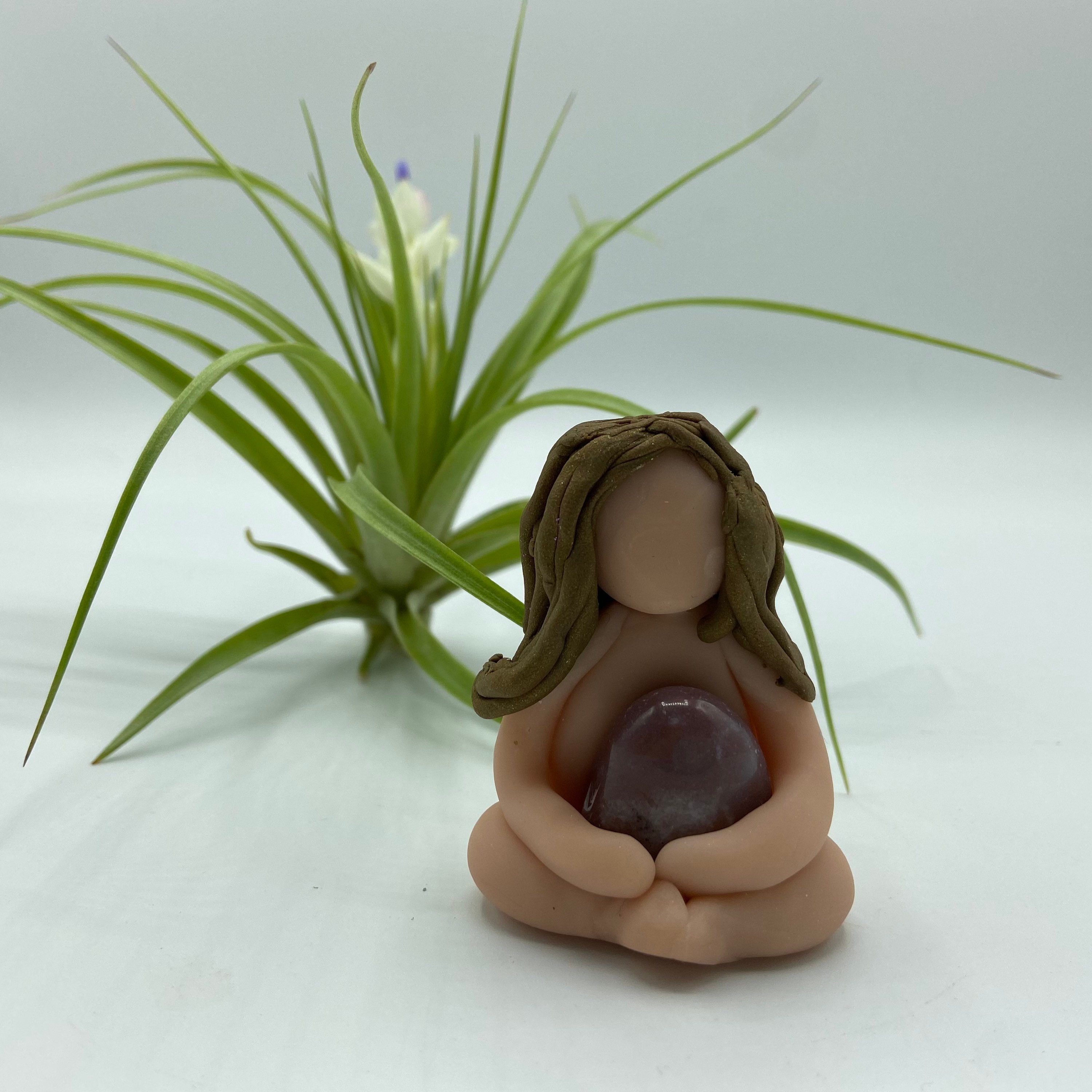 2.22 Handmade Acrylic Clay Yoga Goddess YOGA-02 Holding Moss | Etsy