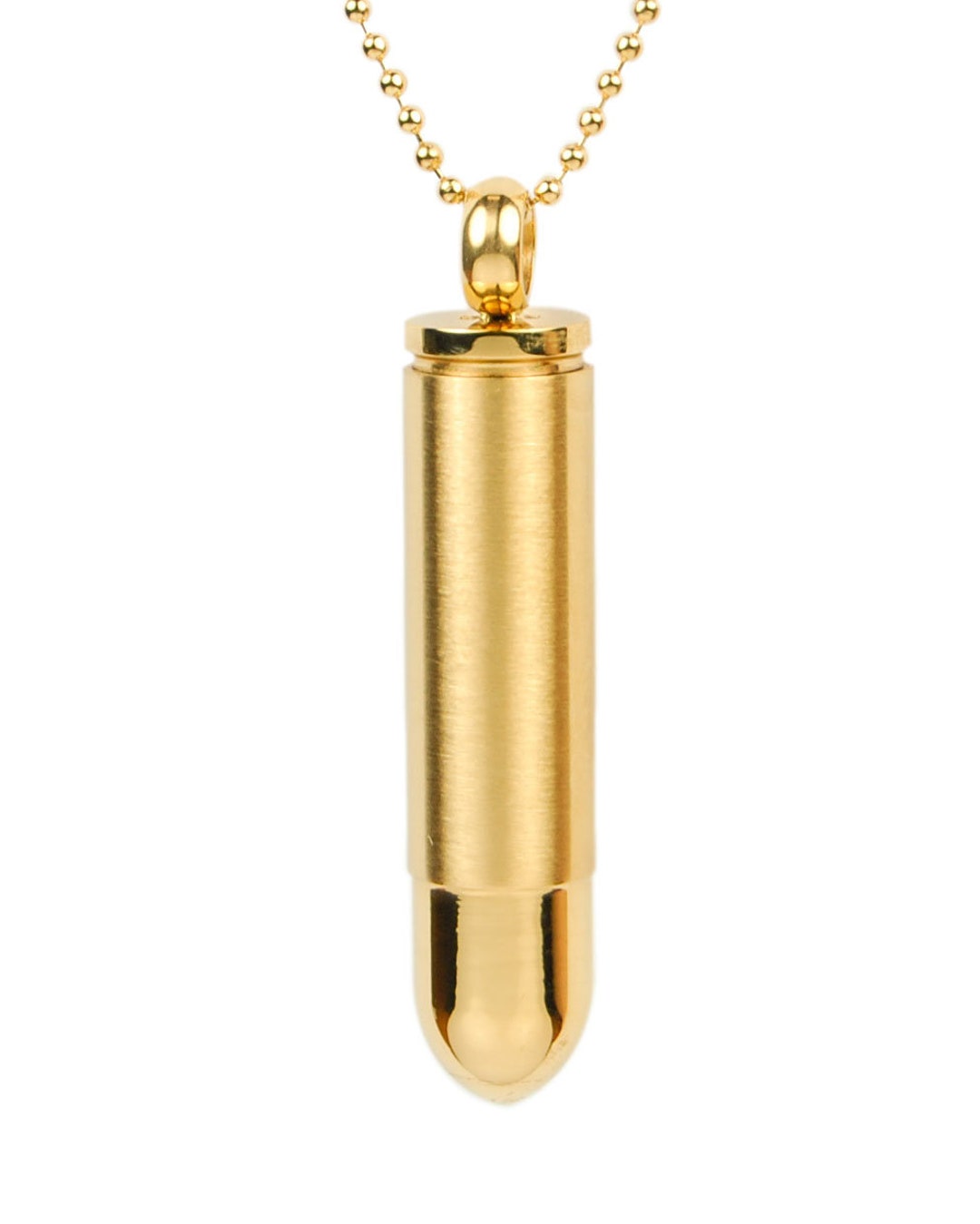 Cremation Bullet Stainless Steel Gold Urn Necklace-memorial Necklace ...