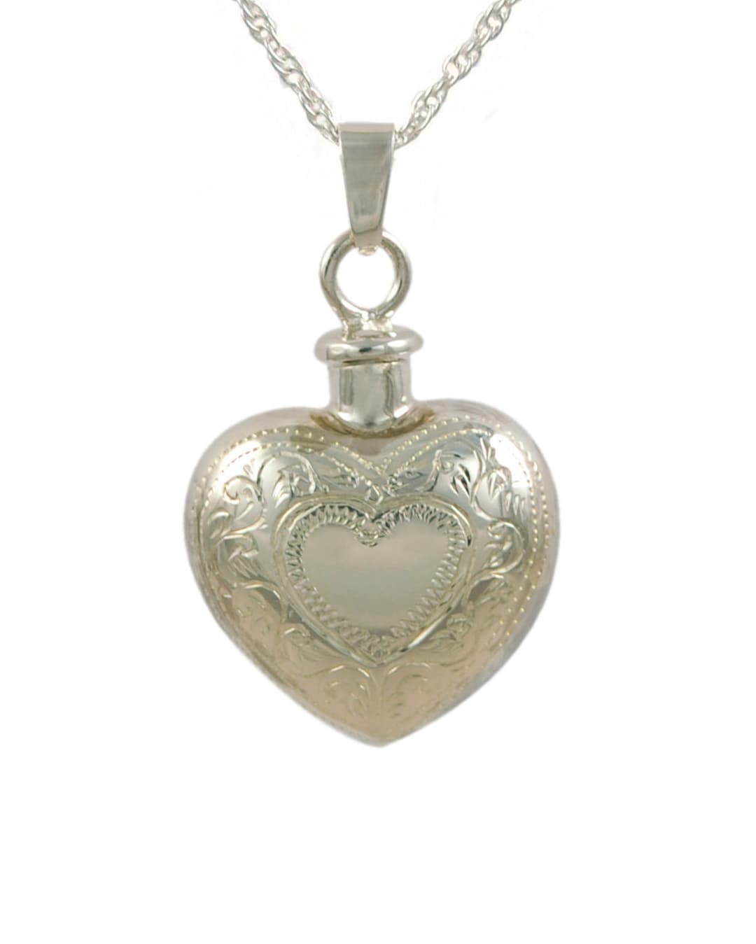 Cremation Heart Urn Double Etched Necklace Urn Memorial Jewelry Ashes ...