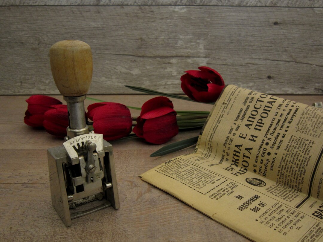 Vintage Numbering Machine, Numbering Stamp, Roller Number Stamp, Ink ...