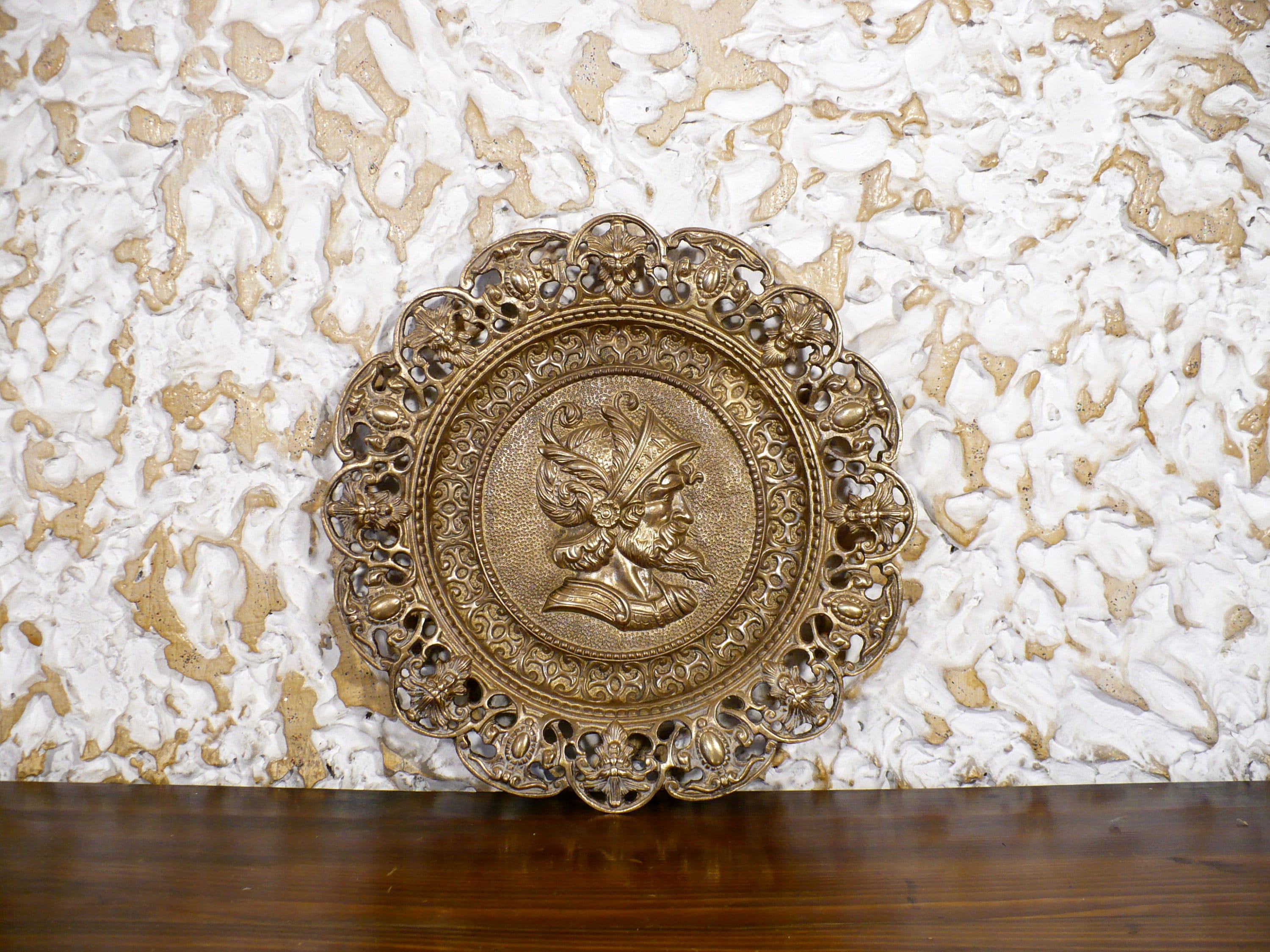 Vintage Bronze Wall Plate Large Round Bronze Decorative Wall - Etsy