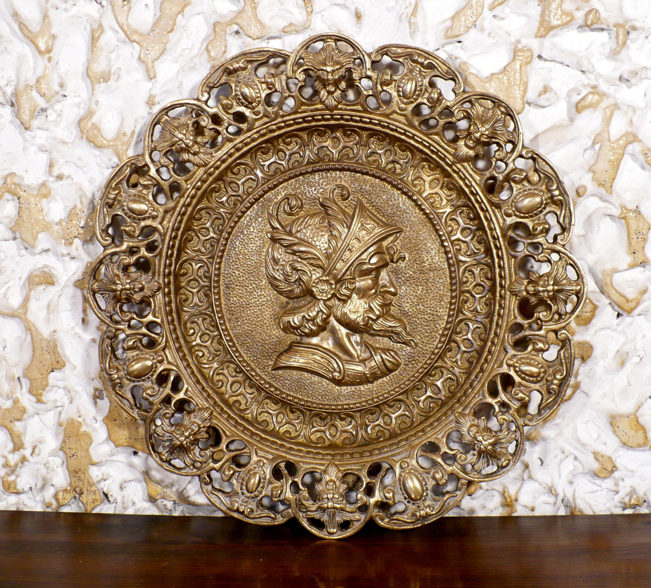 Vintage Bronze Wall Plate Large Round Bronze Decorative Wall - Etsy