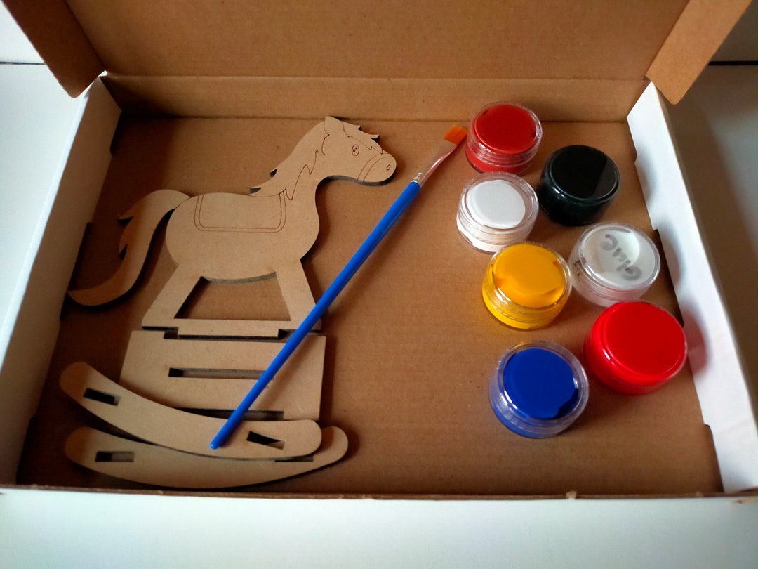 Children's Rocking Horse Craft Kit Activity. Paint Your Own Activity ...