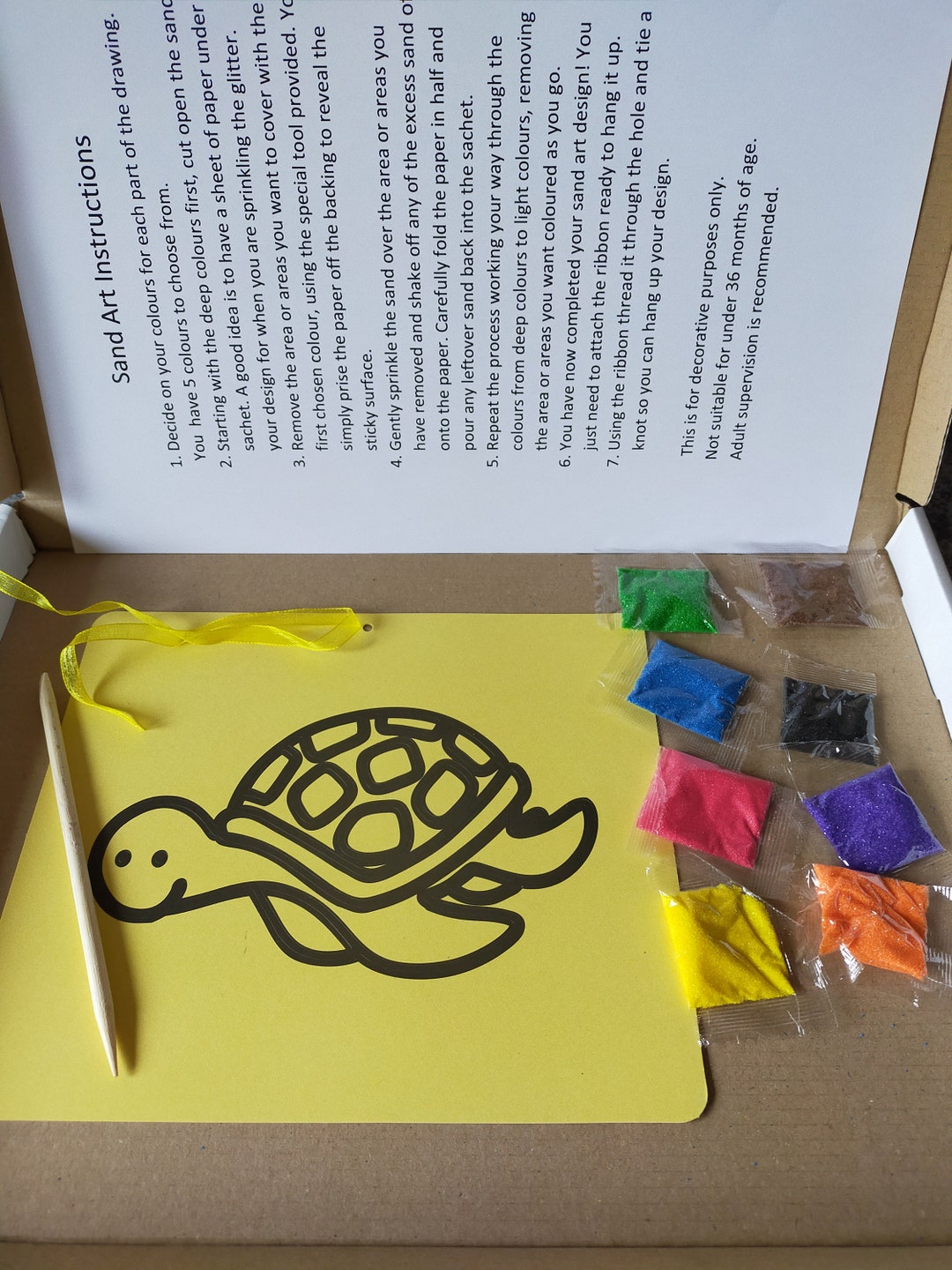Turtle Sand Art Craft Kit Kids Craft Kit Activity. Decorate - Etsy