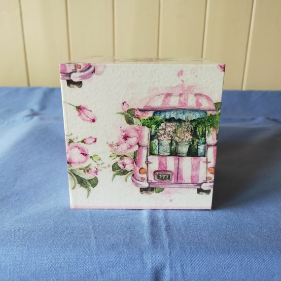 Pink Flowers Money Box. Piggy Bank. Money Box. Wooden Money - Etsy