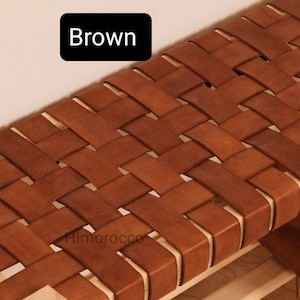 Leather Strap Bench Suitable for Balcony, Entryway , Leather Woven ...