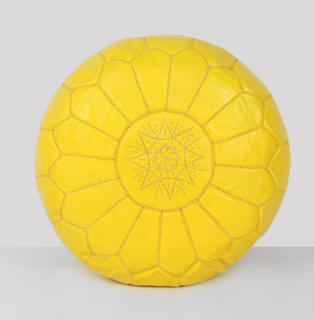 Yellow Moroccan Pouf Leather Luxury Ottomans - Etsy