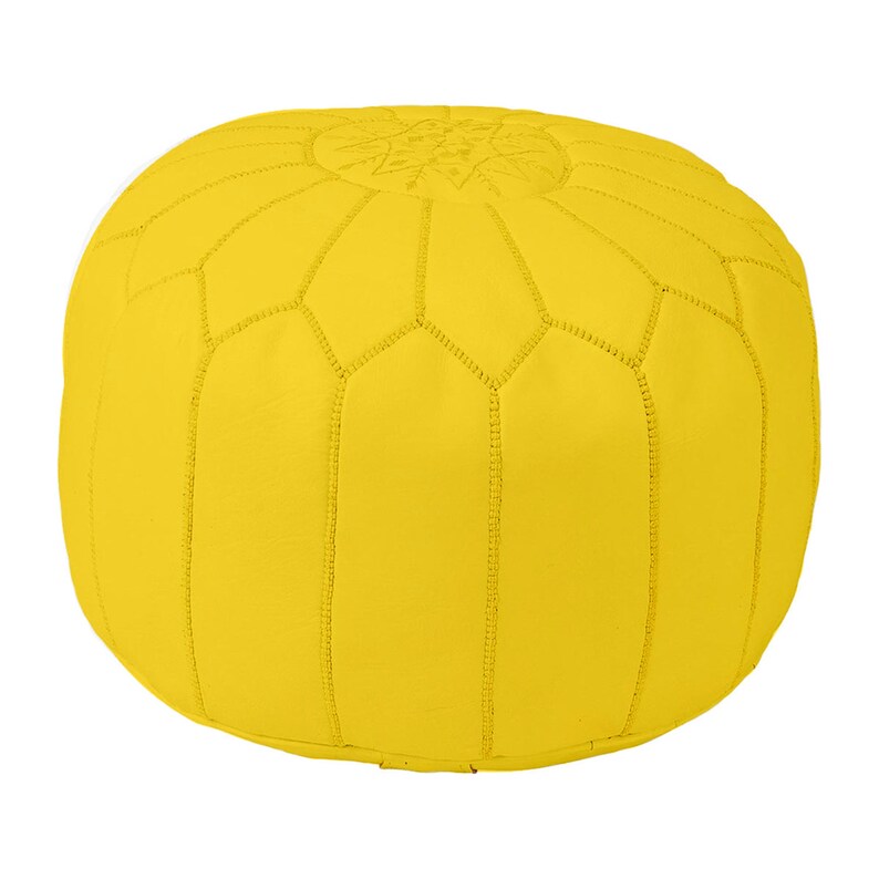 Yellow moroccan pouf leather luxury ottomans | Etsy