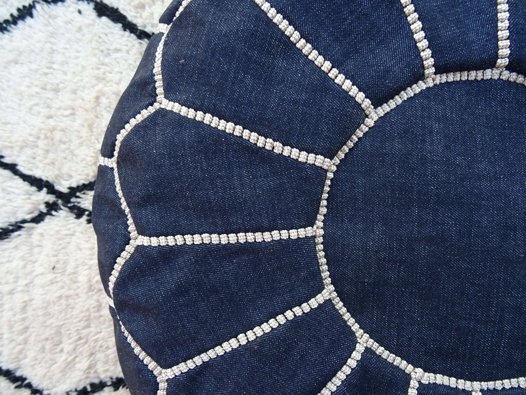 Stuffed Moroccan Denim Blue Jean Pouf Moroccan Pouf Dark - Etsy