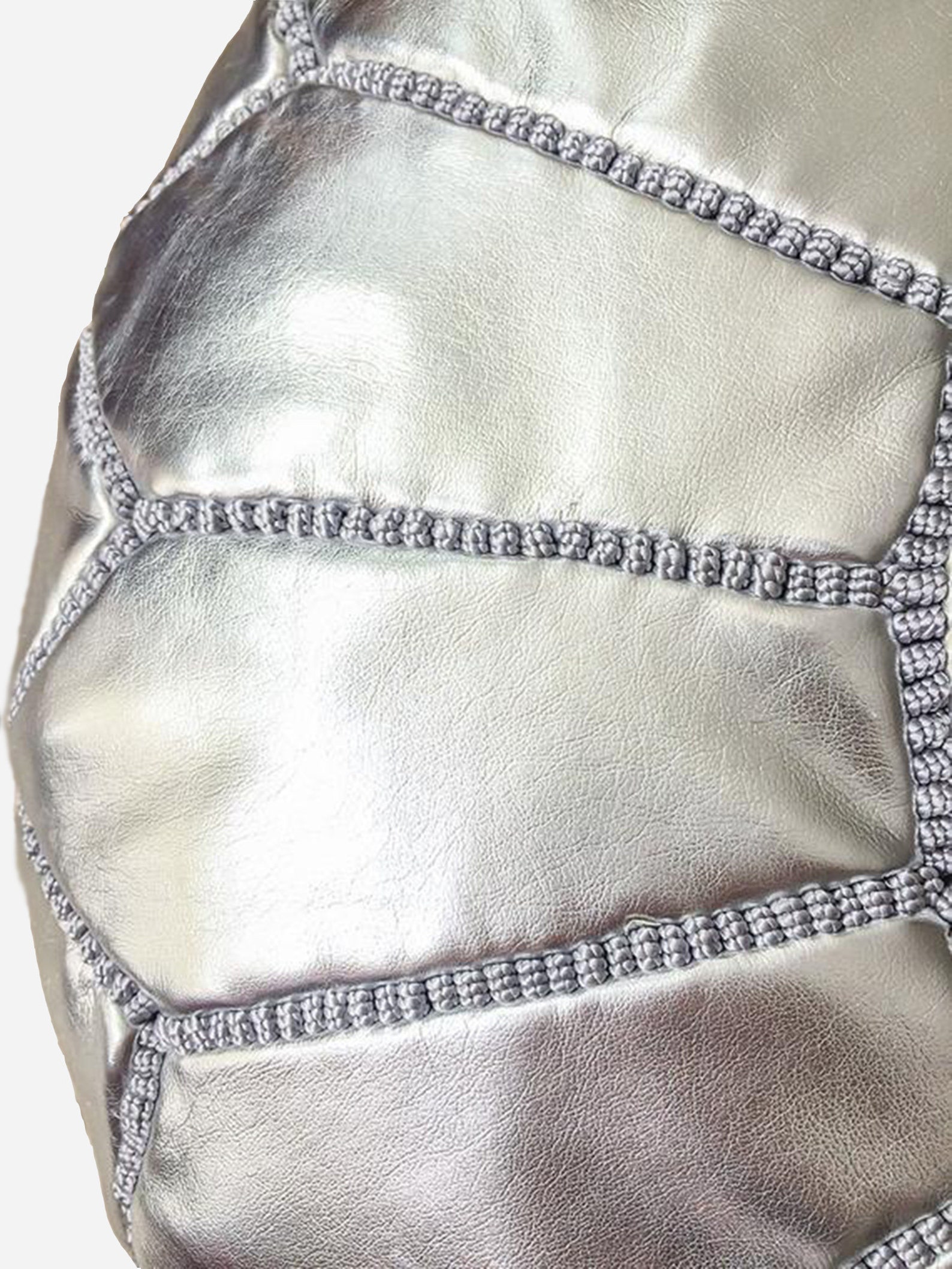 Stuffed Metalic Moroccan Pouf silver Moroccan Pouf | Etsy