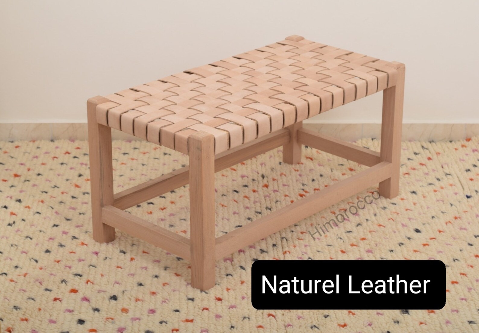 Leather Strap Bench Suitable for Balcony, Entryway , Leather Woven ...